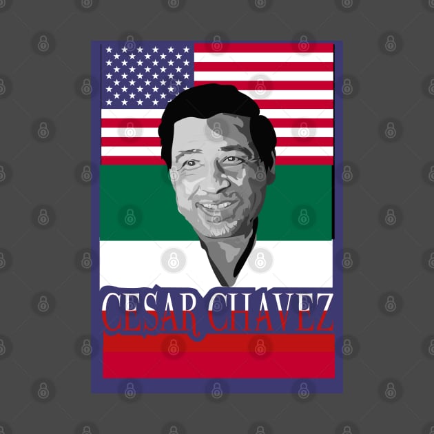 Cesar Chavez Mexican & American Flags - Cesar Chavez - T-Shirt | TeePublic