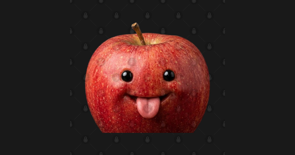 Silly AI Apple Gen Z Meme BrainRot Tongue Out Funny Humor - Funny Apple ...
