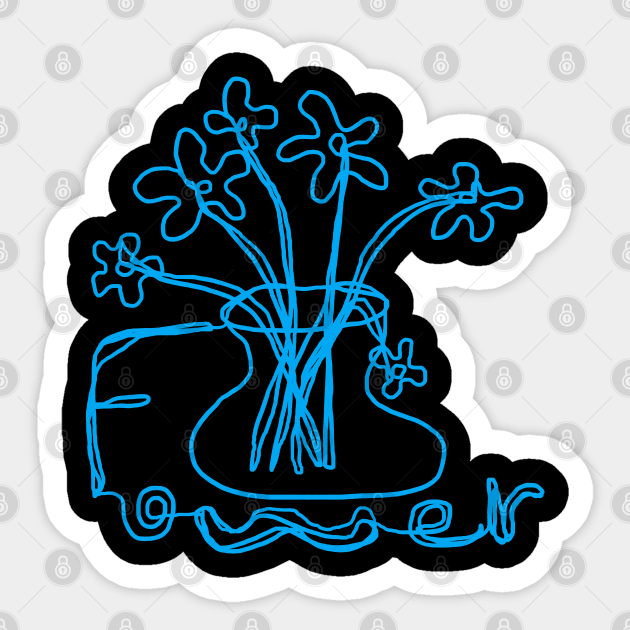 flowers, one line drawing - One Line Drawing - Sticker | TeePublic