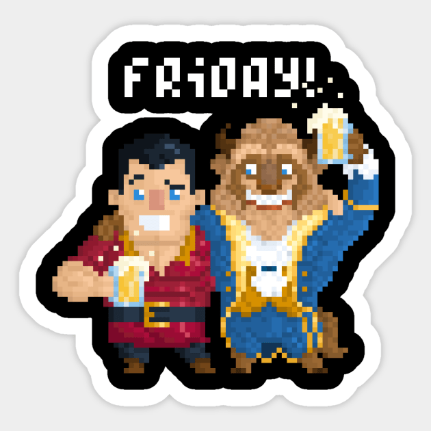 Beast and Gaston - Beauty And The Beast - Sticker | TeePublic