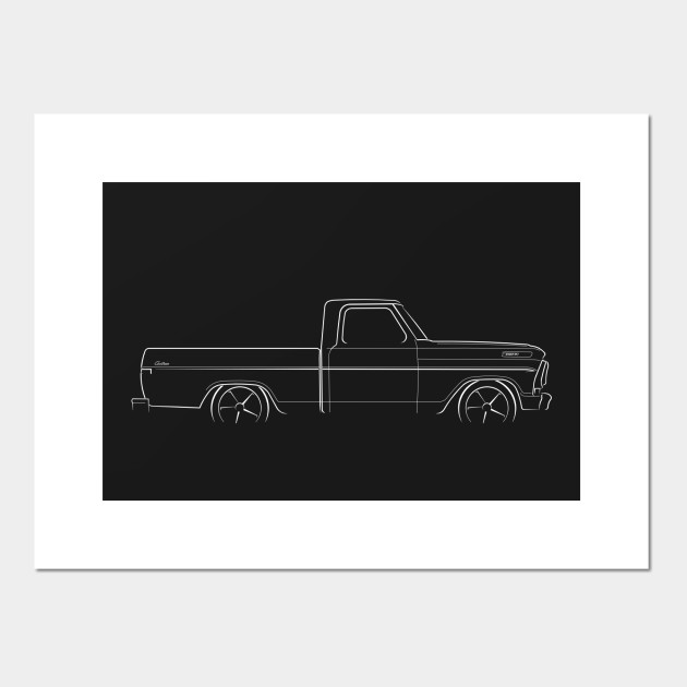 1971 Ford F-100 Pickup - profile stencil, white - F 100 - Posters and ...