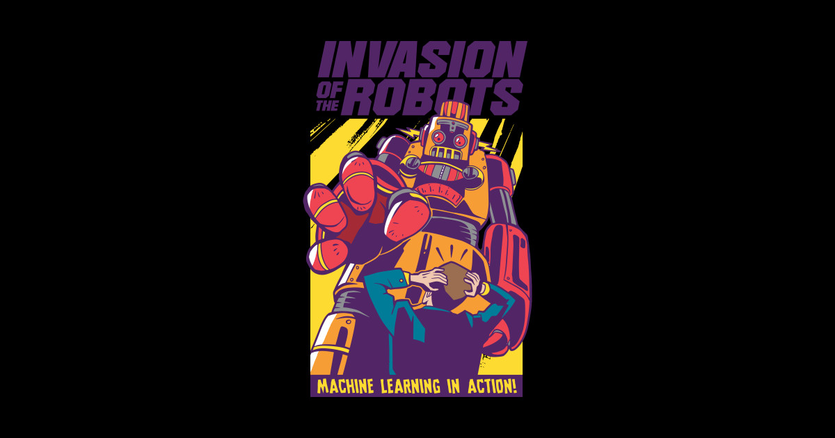 Invasion of the Robots | Retro Comic Book - Robot Invasion - Sticker ...