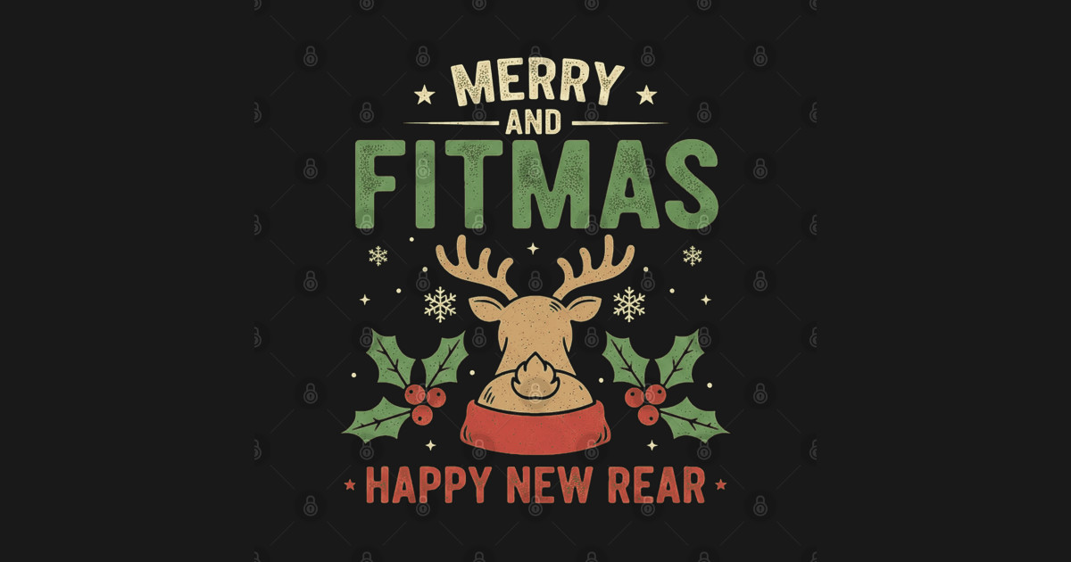Merry Fitmas Holiday Gym Humor Reindeer Butt Workout Slogan - Merry ...