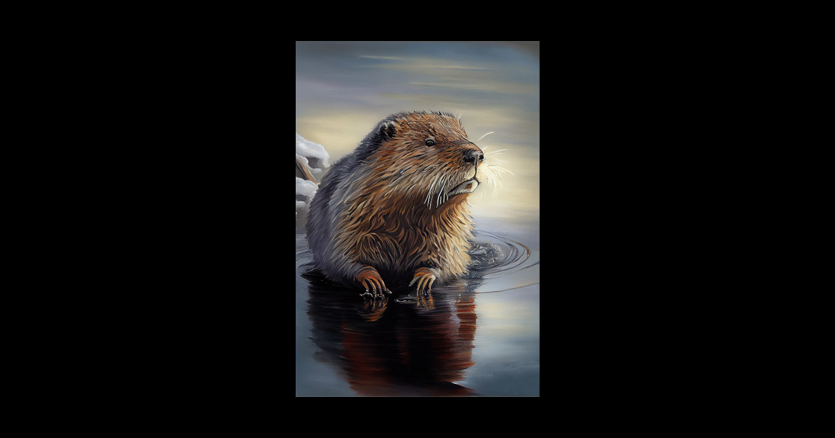 Arctic Muskrat - Oil Paint - Muskrat - Sticker | TeePublic