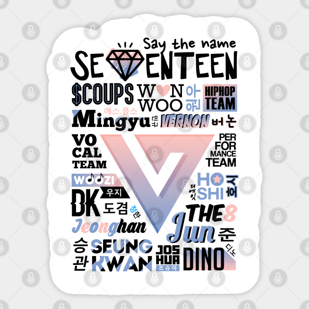 SEVENTEEN FONT COLLAGE 2 - Seventeen - Sticker | TeePublic