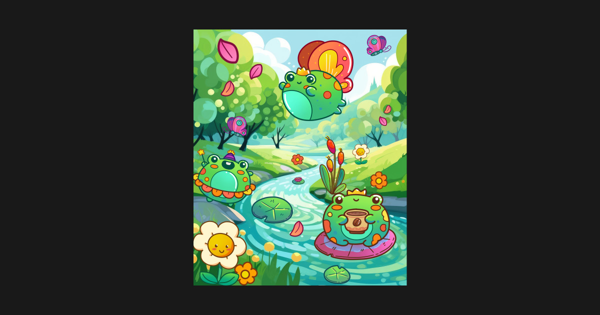 Three frogs, chilling at the lake - Froggies - T-Shirt | TeePublic