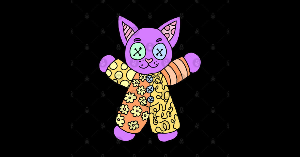 Scribbles the clown cat - Purple Cat - Sticker | TeePublic