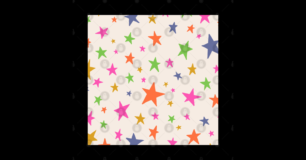 Fun Illustrated Star Pattern White Background - Star Pattern - Sticker ...