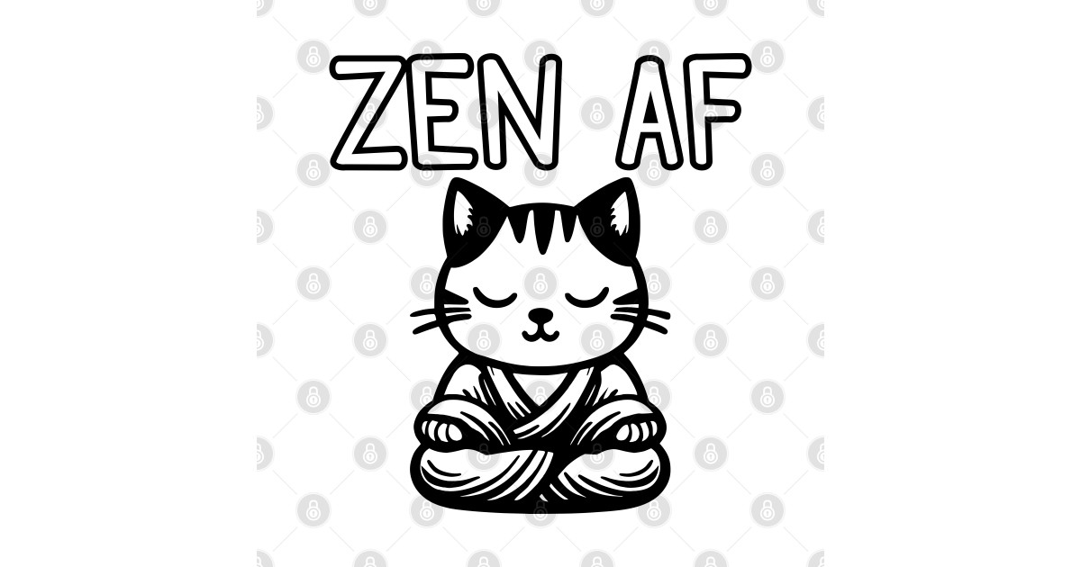 Cute Zen AF Meditating Cartoon Monk Cat - Zen - T-Shirt | TeePublic