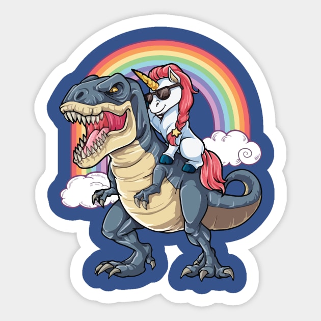 Unicorn Riding T-Rex 2 - Unicorn Riding T Rex 2 Merch - Sticker | TeePublic