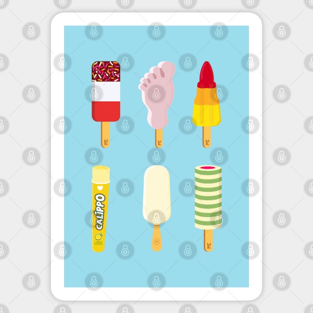 mix of Ice lollies pastel blue background - Fab - Sticker | TeePublic