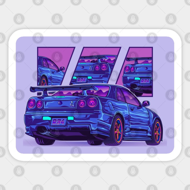 Skyline Gtr R34 car sport - Skyline Gtr R34 Car Sport - Sticker | TeePublic