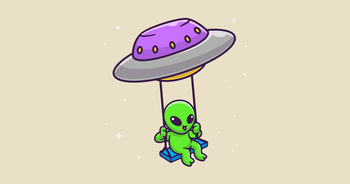 Cute Alien Swing On Ufo Cartoon - Cute Alien Swing On Ufo Cartoon - T ...