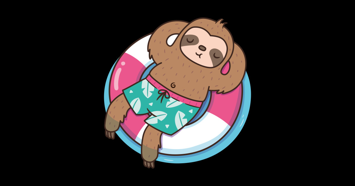 Cute Sloth Chilling On Pool - Beach Vacation - Sticker | TeePublic