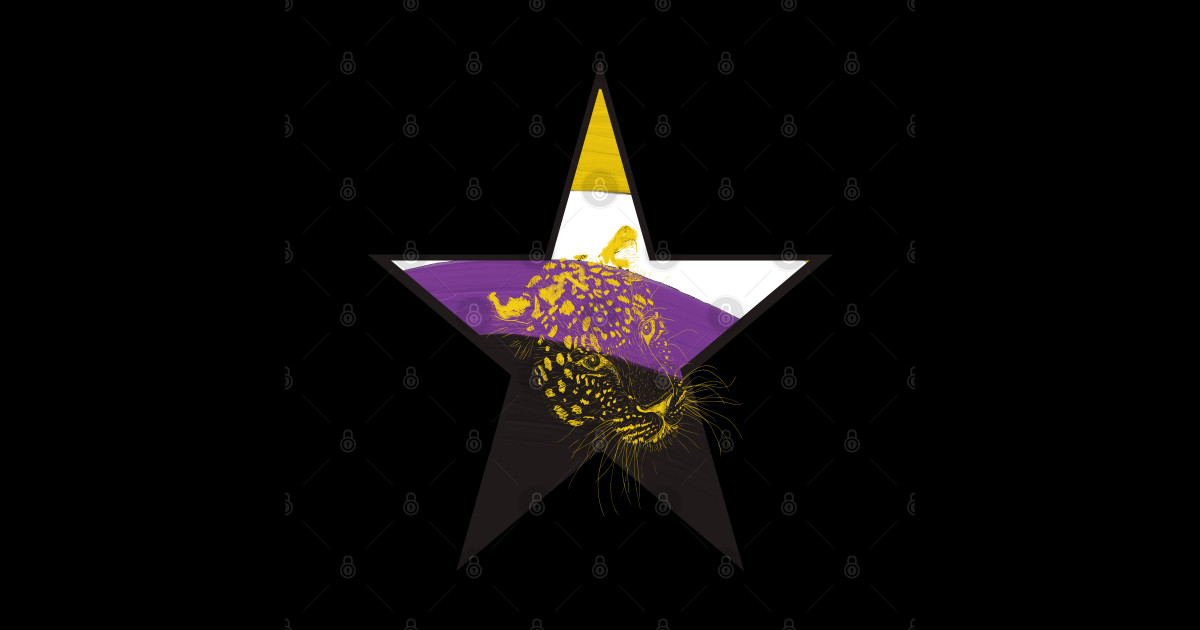 Nonbinary Pride Flag Star, wild Leopard - Nonbinary Pride Flag Star ...