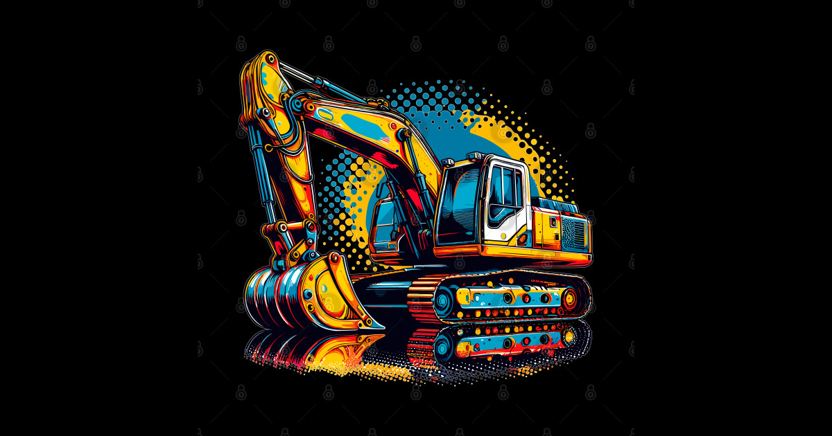 Excavator In A Pop Art Style - Excavator - Posters and Art Prints ...