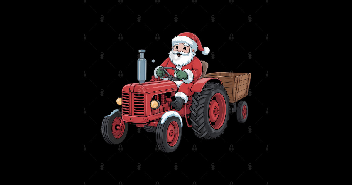 Christmas Tractor Santa Xmas Farm Truck - Christmas Tractor Santa Xmas ...
