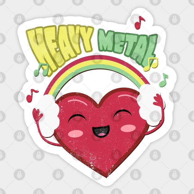Heavy Metal Cute Heart - Heavy - Sticker | TeePublic