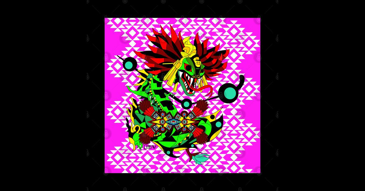 quetzalcoatl dragon ecopop in floral aztec zentangle kaiju art ...