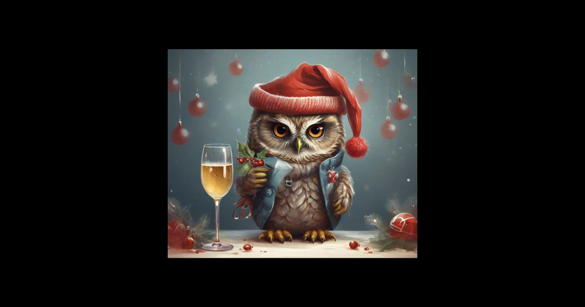 Grumpy Owl's New Year Champagne Celebration - Owl Design - Posters and ...