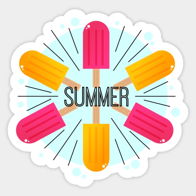Summer Time with Popsicle Illustration - Popsicle - Sticker | TeePublic