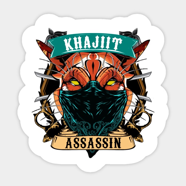 KHAJIIT ASSASSIN - Khajiit - Sticker | TeePublic