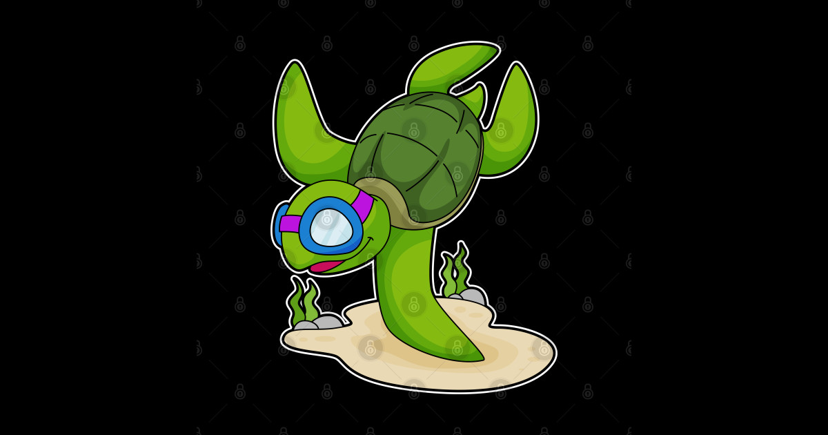 Turtle Diver Swimming goggles - Swimming - Sticker | TeePublic