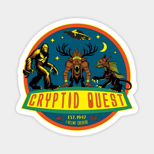 Cryptid Quest - Adventure Mystery Cryptids Ufo - Magnet | TeePublic