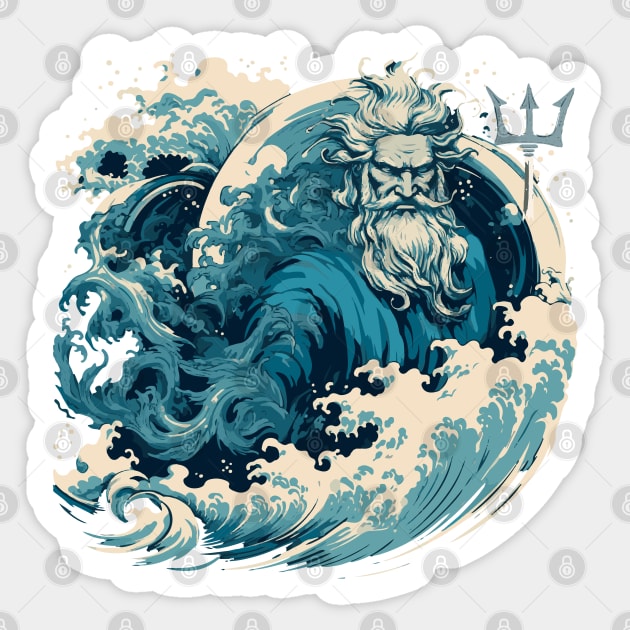 Poseidon Greek God of the Sea. Poseidon art - Poseidon - Sticker ...