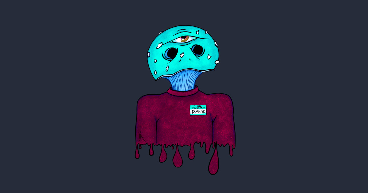 Drippy Dave is feeling blue - Mushroom Head Art - T-Shirt | TeePublic