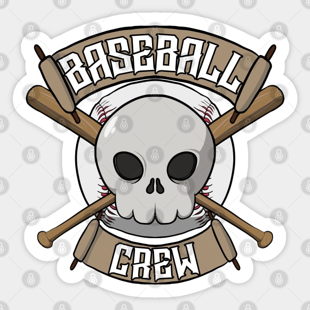 Baseball crew Jolly Roger Pirate flag - Baseball - Sticker | TeePublic
