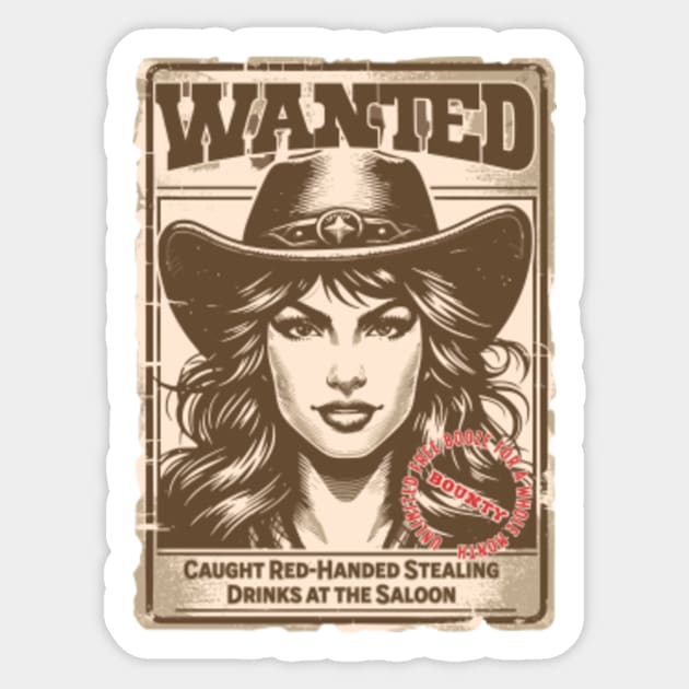 Wanted Poster Cowgirl - Wanted - Sticker | TeePublic
