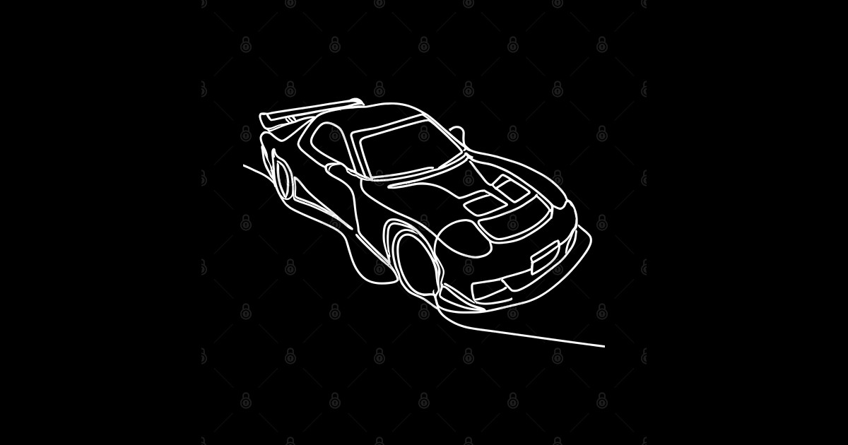 Mazda RX7 Line Drawing - Mazda Rx7 - Sticker | TeePublic