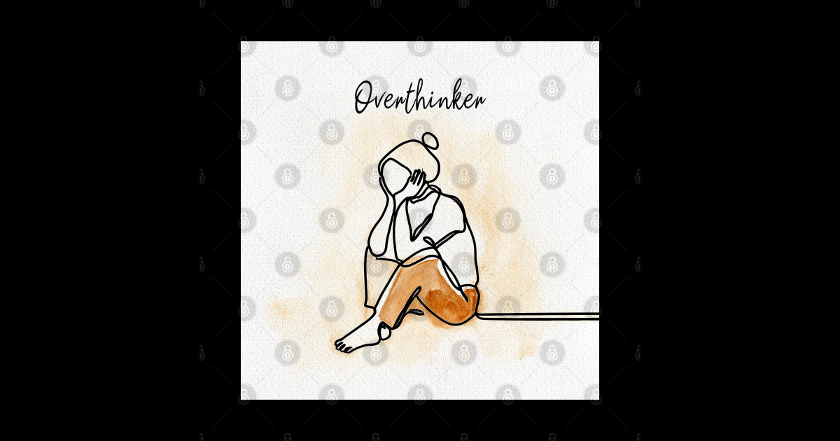 Overthinker Woman Line Art - Overthinker - Sticker | TeePublic
