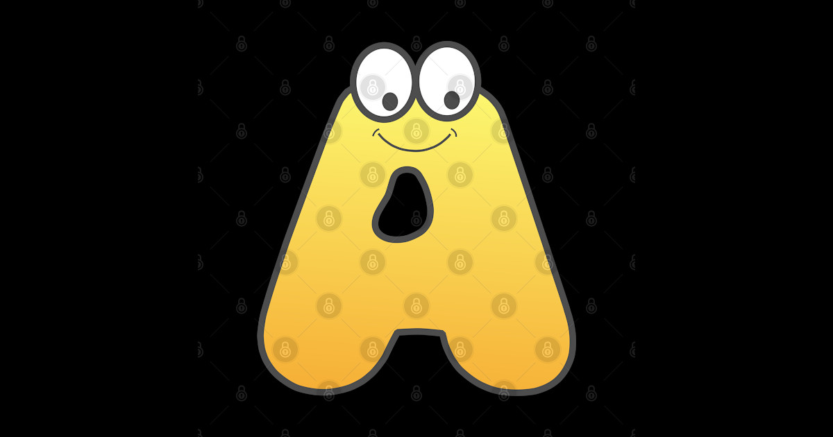 letter A yellow - Lettering - Sticker | TeePublic