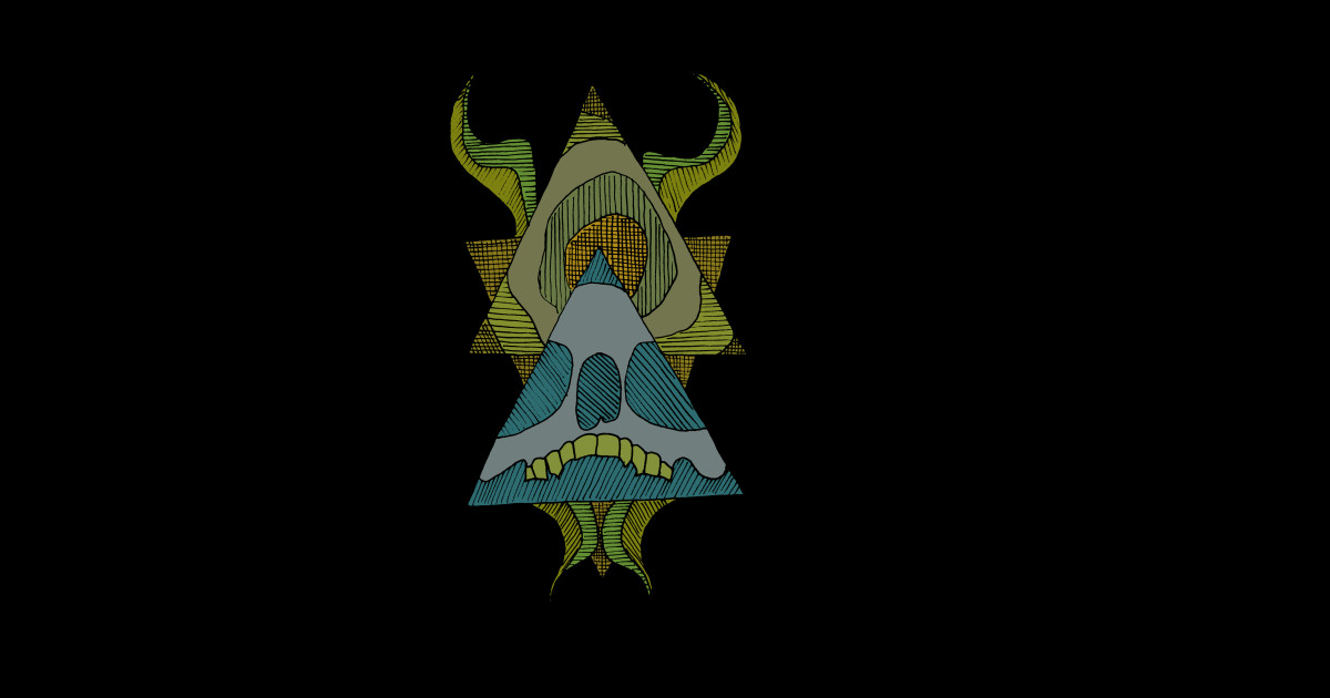 skull, horns, triangles - Teeth - Sticker | TeePublic