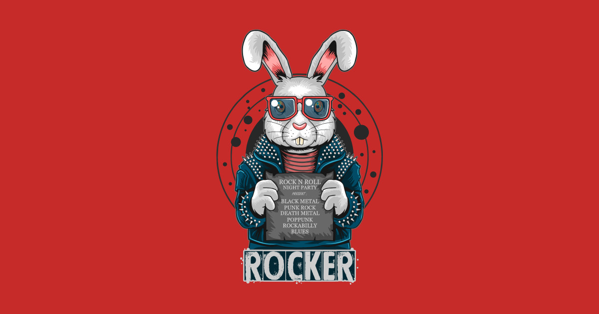Rocker rabbit - Rock And Roll Music - T-Shirt | TeePublic