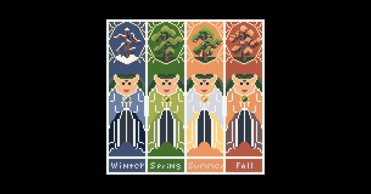 Dryad of the four seasons - Pixel Art - Sticker | TeePublic