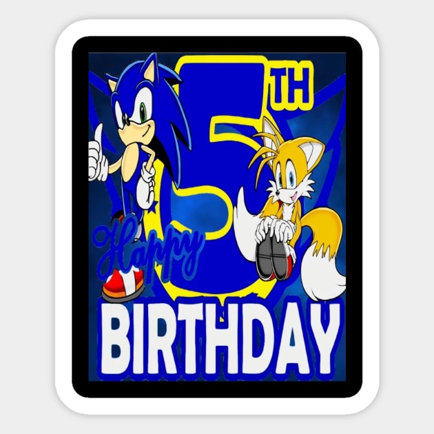 sonic 5th birthday - Sonic Birthday - Sticker | TeePublic