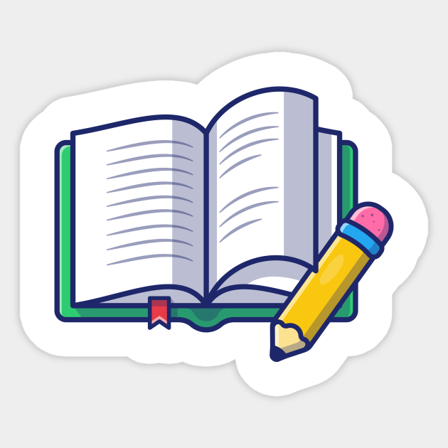 Note book with pen cartoon - Note Book - Sticker | TeePublic