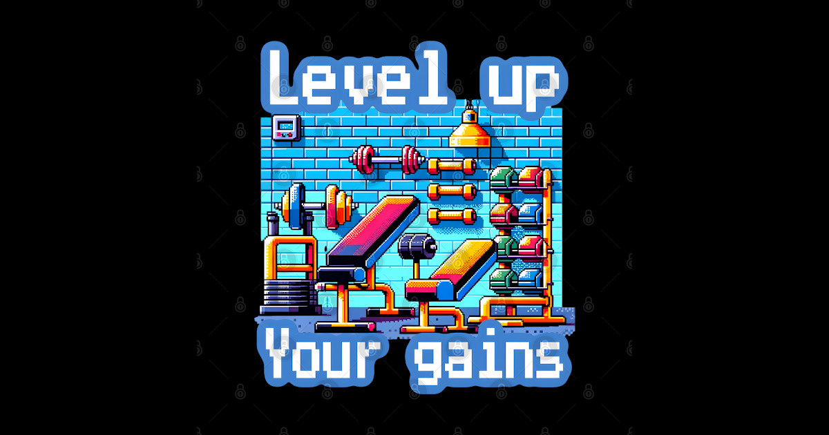 Pixel Power Gym: Level Up Your Gains - Retro Gaming Workout artwork ...