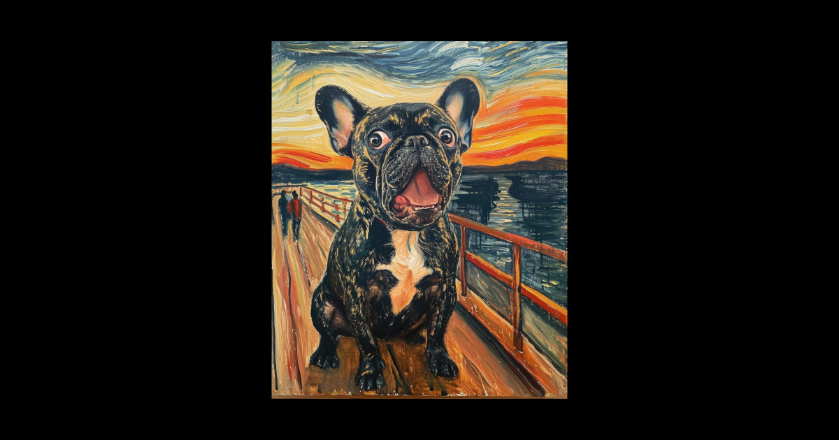 Brindle French Bulldog The Scream Painting - Frenchie - Posters and Art ...
