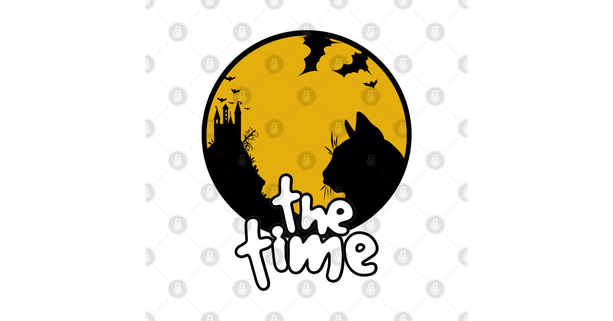 Cute black cat with full moon and castile dracula for Halloween season ...