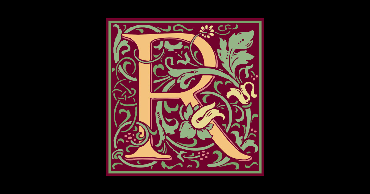 William Morris Vintage Letter R - Letter R - Sticker | TeePublic