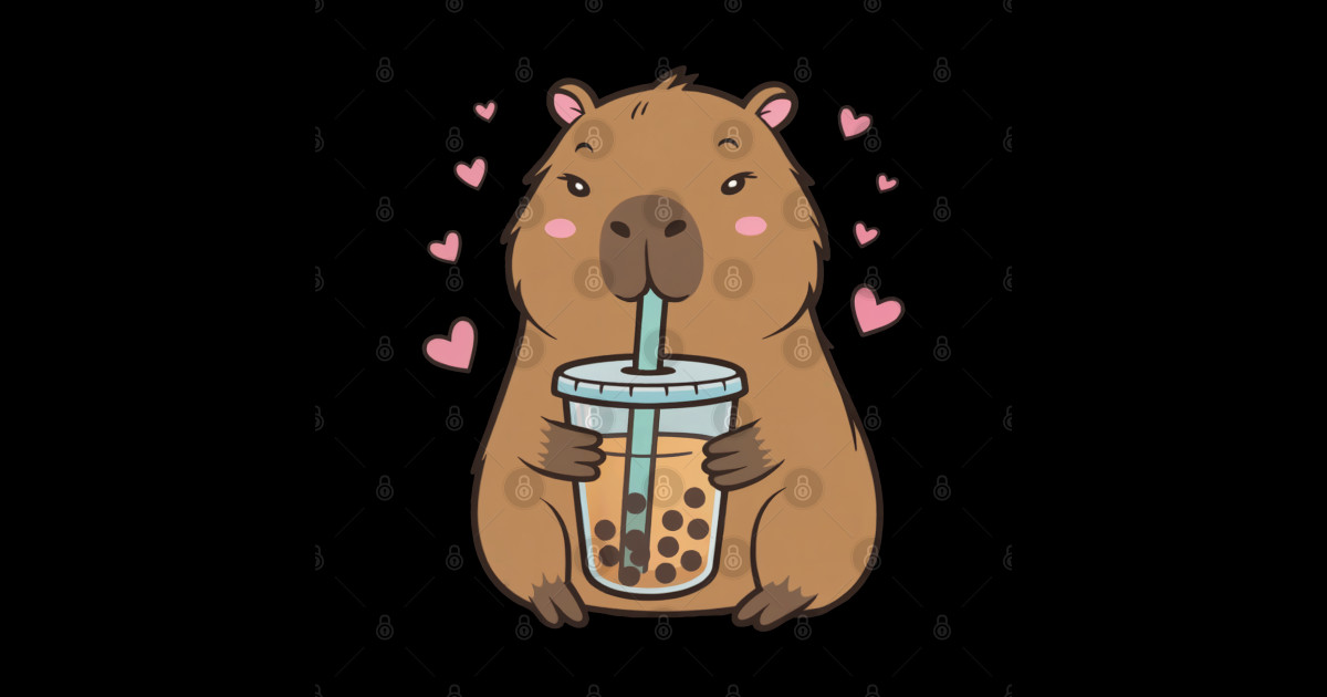 Kawaii Capybara Drink Boba Bubble Tea Cute Capybara Girls Kids Womens ...