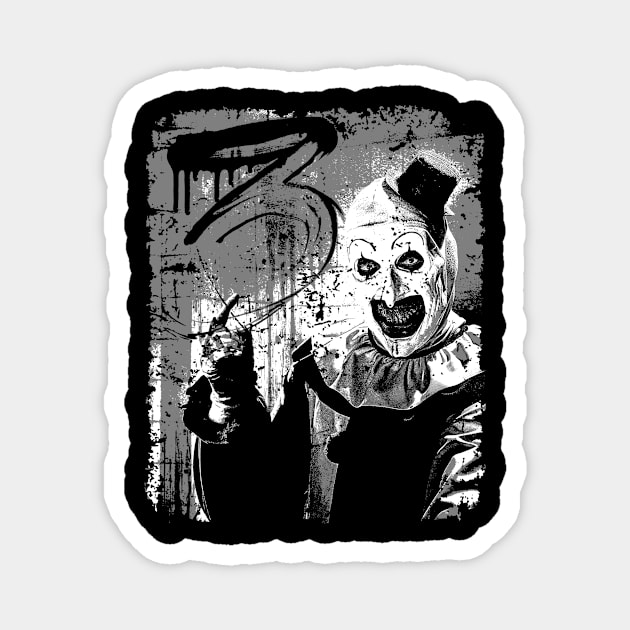 ART THE CLOWN - TERRIFIER 3 BLACK AND WHITE - Art The Clown - Magnet ...
