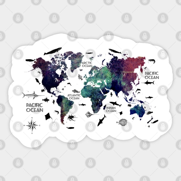 world map with text - World Map - Sticker | TeePublic