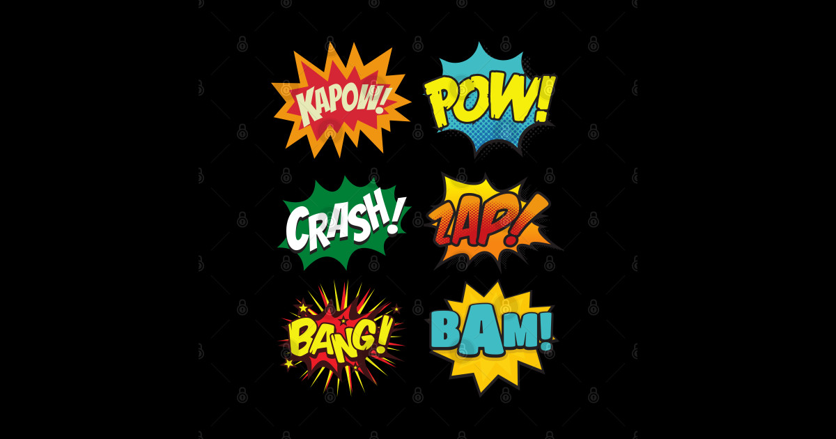 Fight Scene Noises Sounds Comic Books Onomatopoeia - Batman - Sticker ...