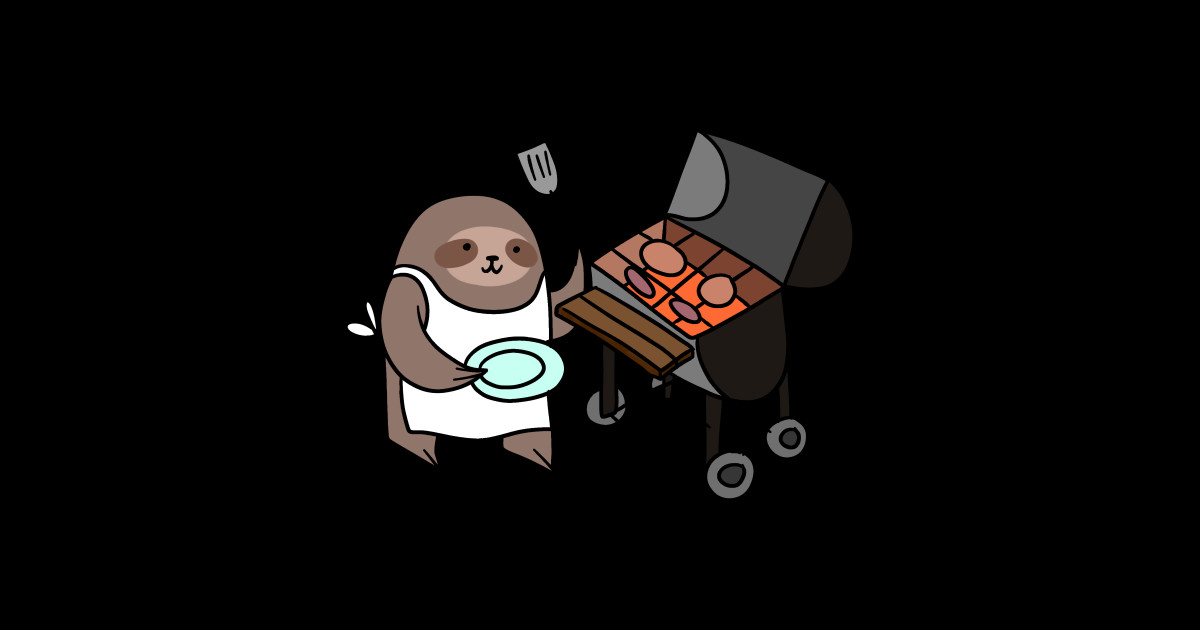 Sloth Cooking on the Grill - Sloth Cooking - Sticker | TeePublic
