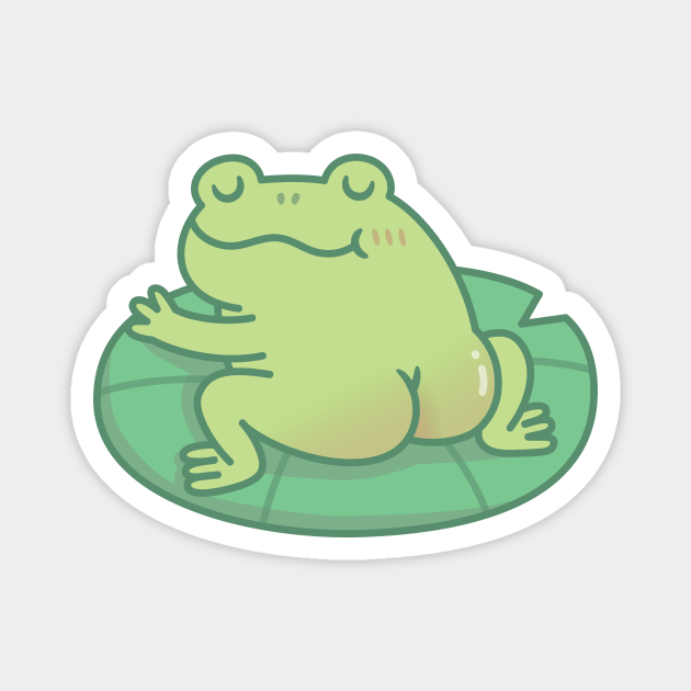 Frog With Cute Butt Resting On Lily Pad Funny Frog Magnet Teepublic